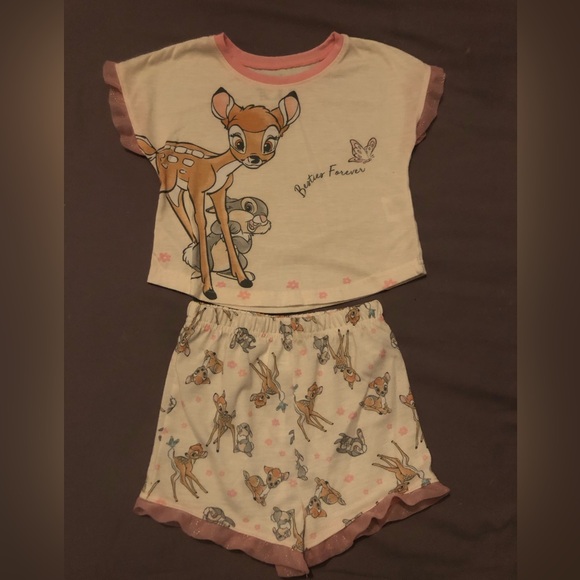 Disney | Pajamas | Disney Bambi Kids Pajama Set Pink And Cream | Poshmark